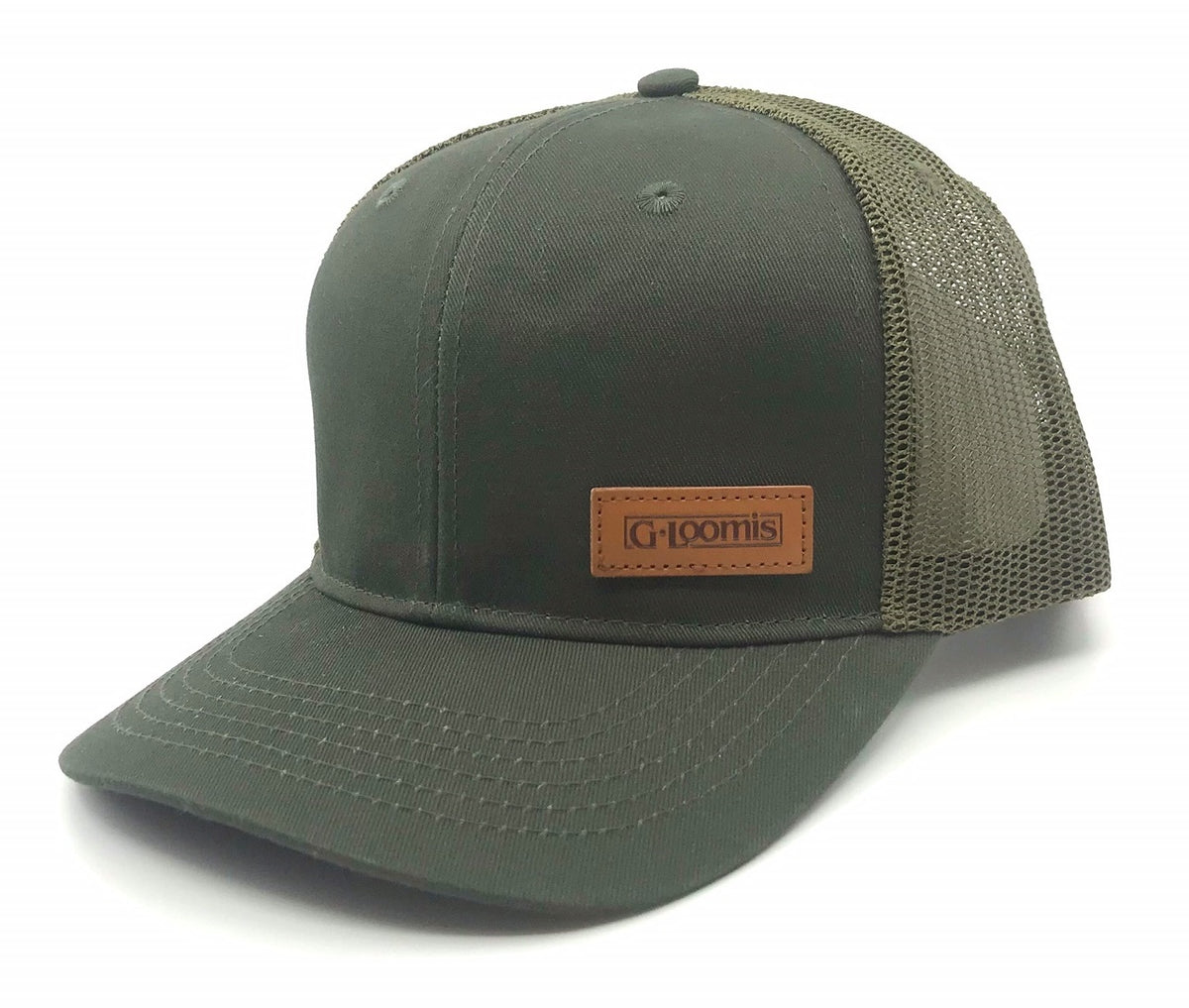 G Loomis Cap Trucker Leather Patch Olive – Fisho's Tackle World